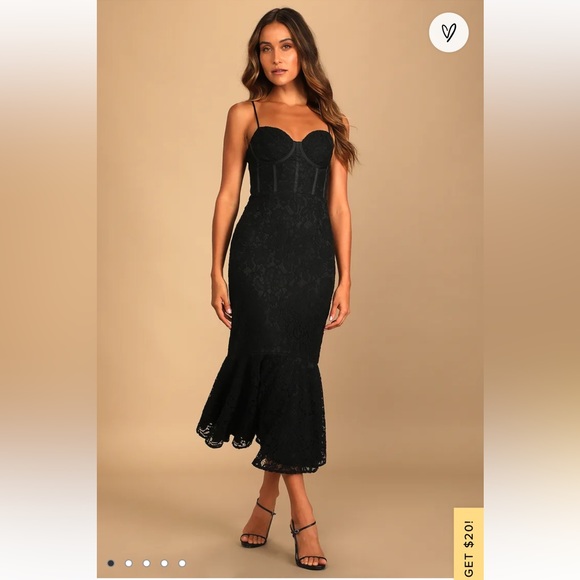 Lulus | Dresses | Black Midi Trumpet Dress | Poshmark